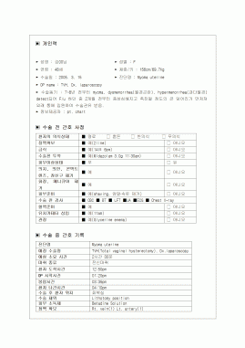 수술장 case study - myoma uterine, TVH(문헌고찰 포함)-1페이지