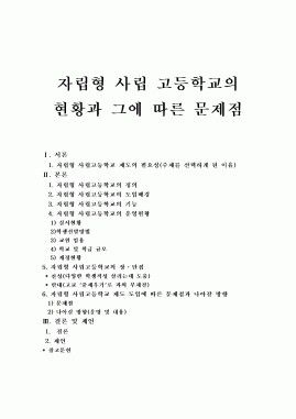 자립형 사립 고등학교의 현황과 그에 따른 문제점-1페이지