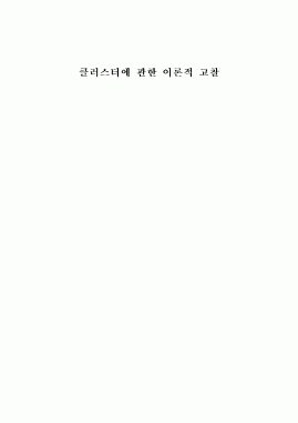 클러스터에 관한 이론적 고찰-1페이지