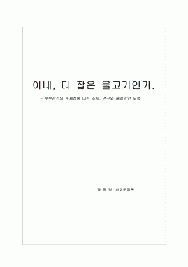 아내, 다 잡은 물고기인가. - 부부강간의 문제점에 대한 조사, 연구와 해결방안 모색-1페이지