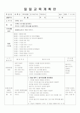 어류를 주제로 한 몬테소리 일일 교육계획안-1페이지