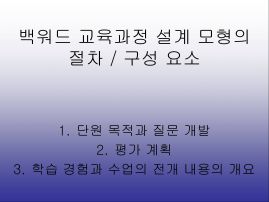 백워드 교육과정 설계 모형의 절차 / 구성 요소-1페이지