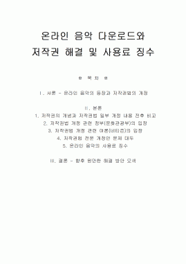 온라인 음악 파일 다운로드와 저작권법 분쟁 해결-1페이지