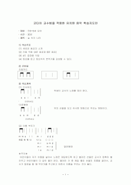 코다이 교수법을 적용한 유치원 음악 학습지도안-1페이지