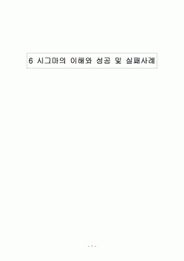 식스 시그마의 이해와 성공및 실패사례-1페이지