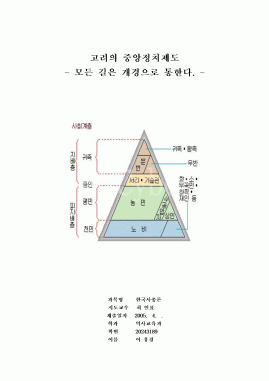 고려의 중앙정치조직에 관한 연구 조사-1페이지