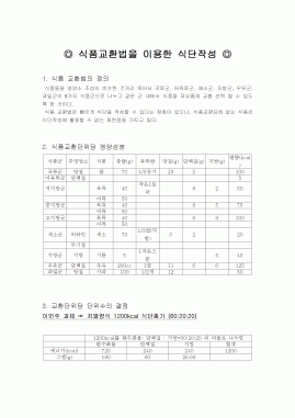 1200cal 저열량식 식단작성-1페이지