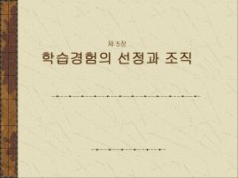 [분석/조사] 학습경험의 선정과 조직 -1페이지