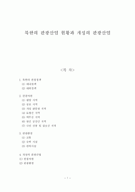 북한의 관광산업 현황과 개성의 관광산업-1페이지