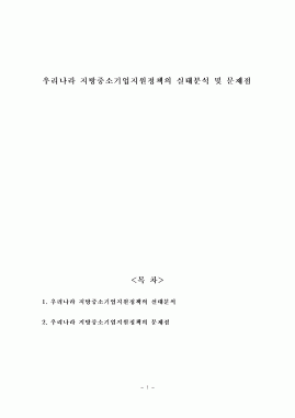 우리나라 지방중소기업지원정책의 실태분석 및 문제점-1페이지