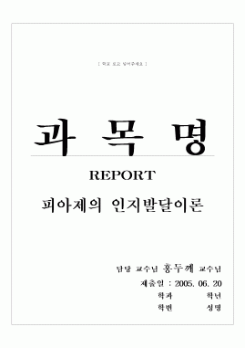 [사범/법학] 피아제의 인지발달이론의 주요개념, 기본적 이론, 인지구조, 인지발달단계 관련 보고서-1페이지