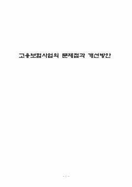 고용보험사업의 문제점과 개선방안-1페이지