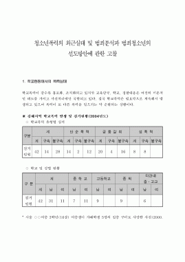 청소년폭력의 최근실태 및 범죄분석과 범죄청소년의 선도방안에 관한 고찰-1페이지