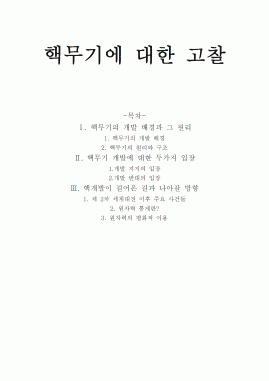 핵무기에 대한 현실과 문제점 및 고찰-1페이지