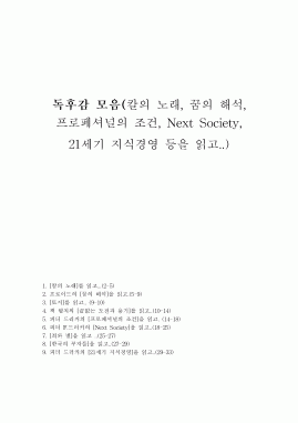 독후감(칼의 노래, 꿈의 해석, 프로페셔널의 조건, Next Society, 21세기 지식경영 등을 읽고..)-1페이지