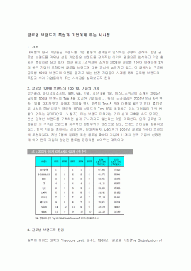 글로벌 브랜드의 특성과 한국기업 브랜드전략의 방향성제시-1페이지