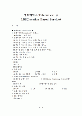 텔레매틱스(Telematics) 및 LBS(Location Based Service)-1페이지