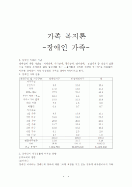 장애인 가족 문제점, 생활, 영향-1페이지