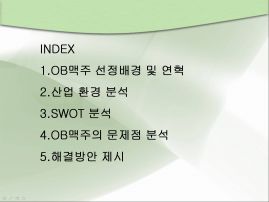 오비(OB) 맥주의 경영 현황과 전략 방안제시-1페이지