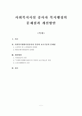 사회복지시설 종사자 복지행정의 문제점과 개선방안-1페이지