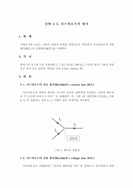 키르히호프의 법칙 결과 레포트(예비, 결과 모두 포함)-1페이지