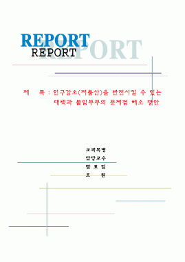 인구감소(저출산)을 반전시킬 수 있는 대책방안과 출산장려 정책 - 불임부부의 문제점 해소 방안을 중심으로-1페이지