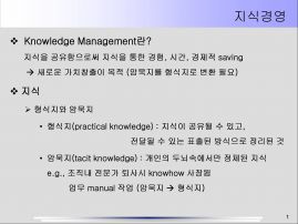 지식경영 기업의 지식분류 방법 한국기업의 지식분류예(제조업) 한국기업의 지식분류예(서비스업)-1페이지