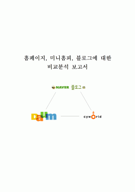 블로그 홈페이지 미니홈피에 대한 비교 분석 및 장단점 연구-1페이지