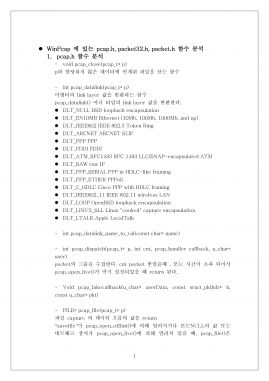 WinPcap 에 있는 pcap.h, packet32.h, packet.h 함수 분석 && Switch, Bridge, Hub, Repeater 에 대한 조사-1페이지