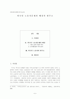 외국인 노동자문제의 배경과 현주소-1페이지