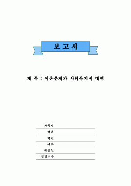 이혼문제와 이혼가정에 대한 이혼 복지서비스 대책-1페이지