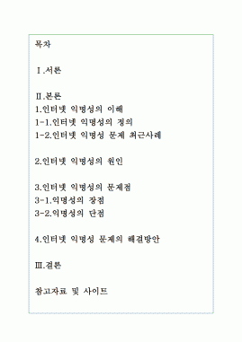 인터넷 익명성 문제의 원인, 문제점 및 해결방안-1페이지