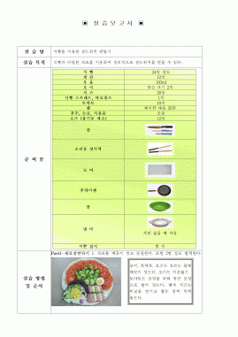 샌드위치 만들기 가정 실습 보고서-1페이지