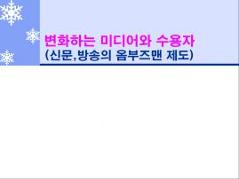 (옴부즈만 제도) 신문,방송의 옴부즈맨 제도의 실태와 문제점 및 해결방안 (고급 PPT자료)-1페이지