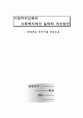 지방자치단체의 사회복지예산 실태와 개선방안-1페이지