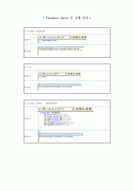 SQL Database Query 구문 실행 결과-1페이지