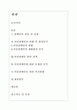 여성장애인의 현황 및 문제점 분석-1페이지