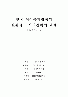 여성복지정책의 현황과 복지정책의 과제-1페이지