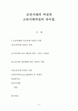 조선시대여성과 고려시대여성의 차이-1페이지