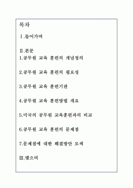 공무원 교육훈련의 실태와 문제점 및 개선방안-1페이지