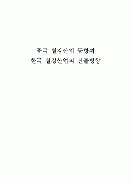 중국 철강산업 동향과 한국 철강산업의 진출방향-1페이지