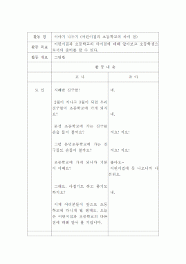 보육실습 수업계획안 (이야기 나누기-초등학교와 어린이집의 다른점)-1페이지