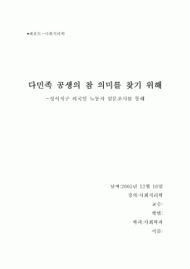 다민족 공생의 참의미를 찾기위해-외국인노동자지구를 설문조사-1페이지