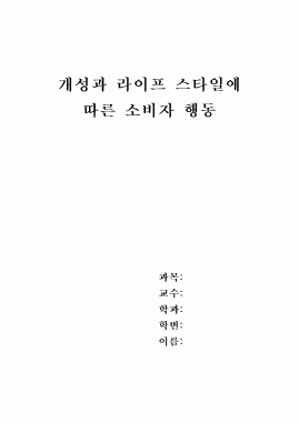 개성과 라이프 스타일에 따른 소비자 행동-1페이지