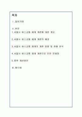 서울 교통체계 개편 현황과 문제점 및 개선방안-1페이지