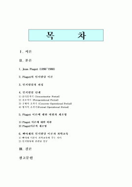 피아제의 인지발달 이론에 관한 논의-1페이지