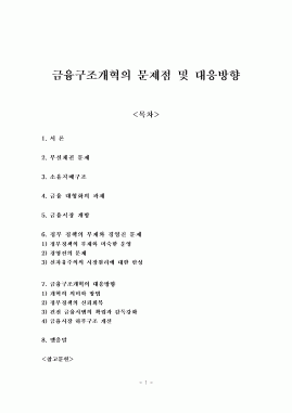 금융구조개혁의 문제점 및 대응방향-1페이지