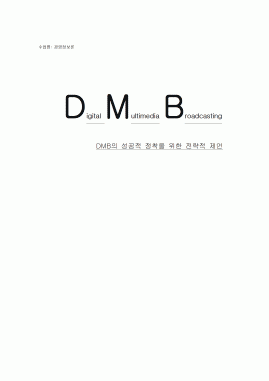 DMB의 성공적 정착을 위한 전략적 제언-1페이지