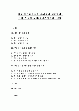 사회 양극화현상의 문제점과 해결방안 논의-부동산 문제(한국사회문제 C형)-1페이지