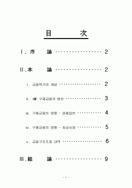 IMF구제금융,금융위기의 개념 -1페이지